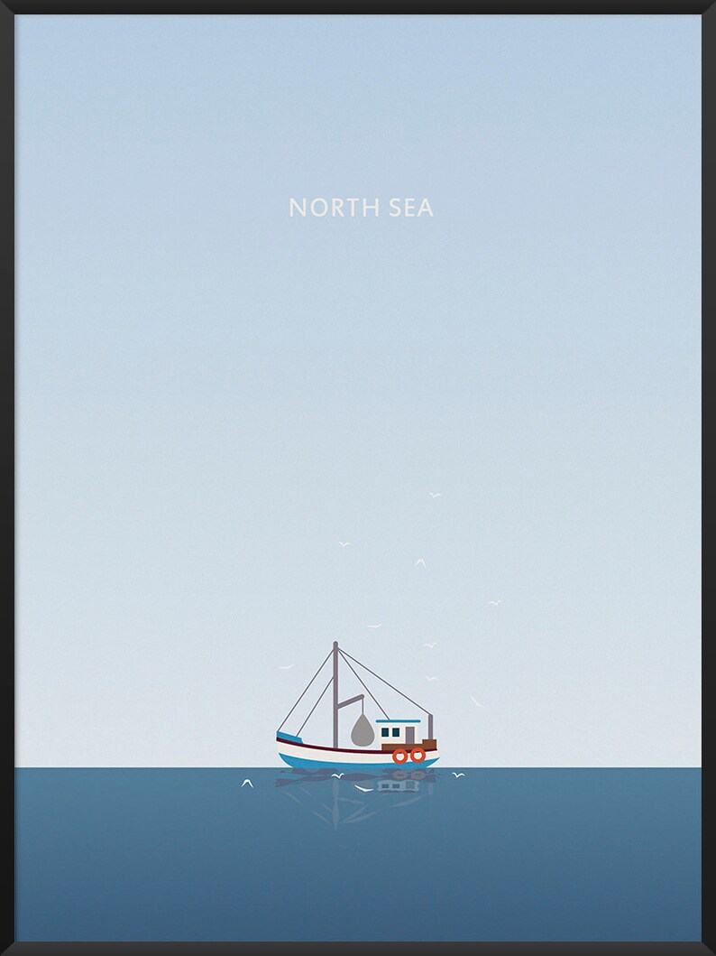North Sea Poster Scandinavian Print Minimalist Print - Etsy