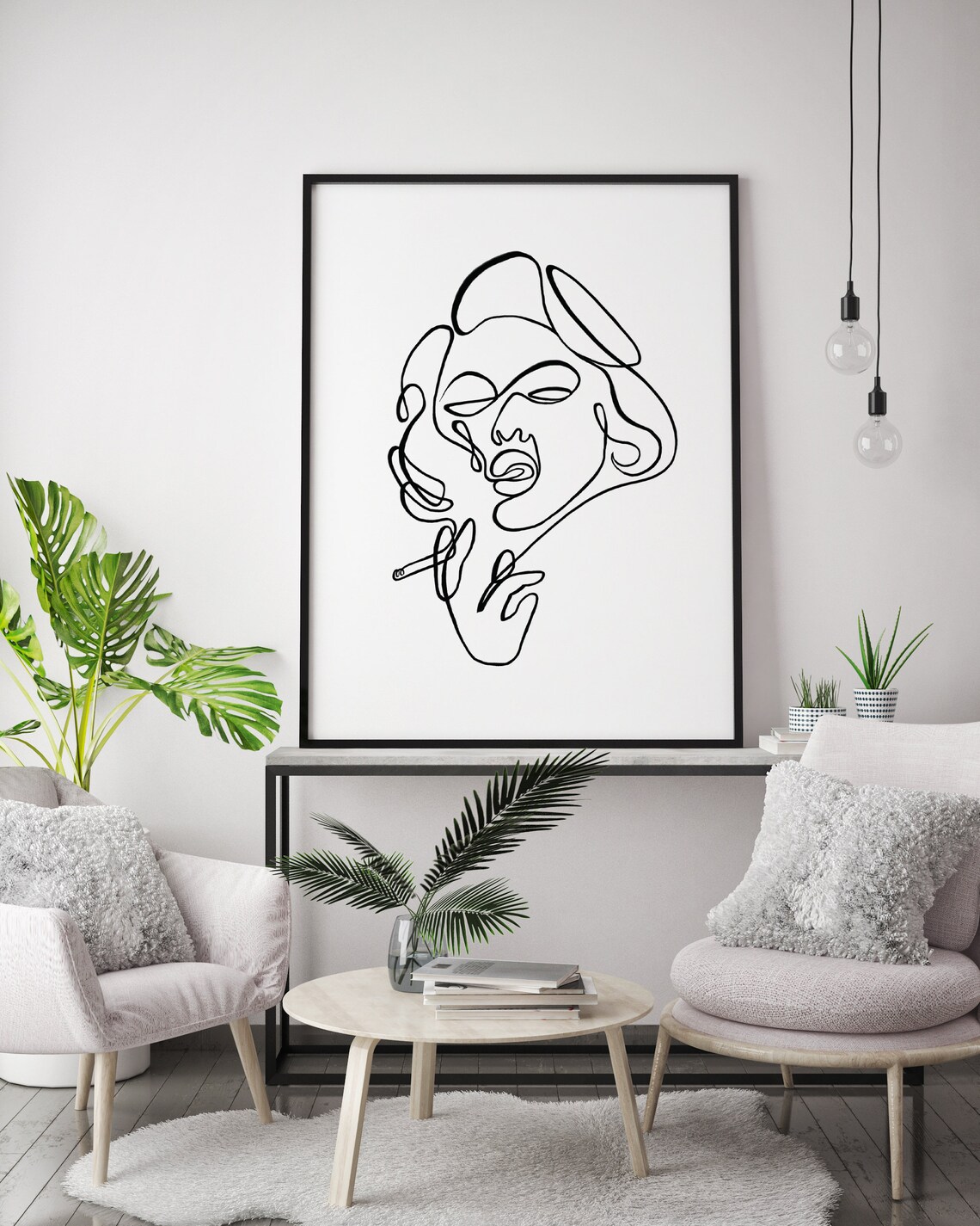 Woman Line Art Woman Smoking Art Smoking Girl Print Line - Etsy