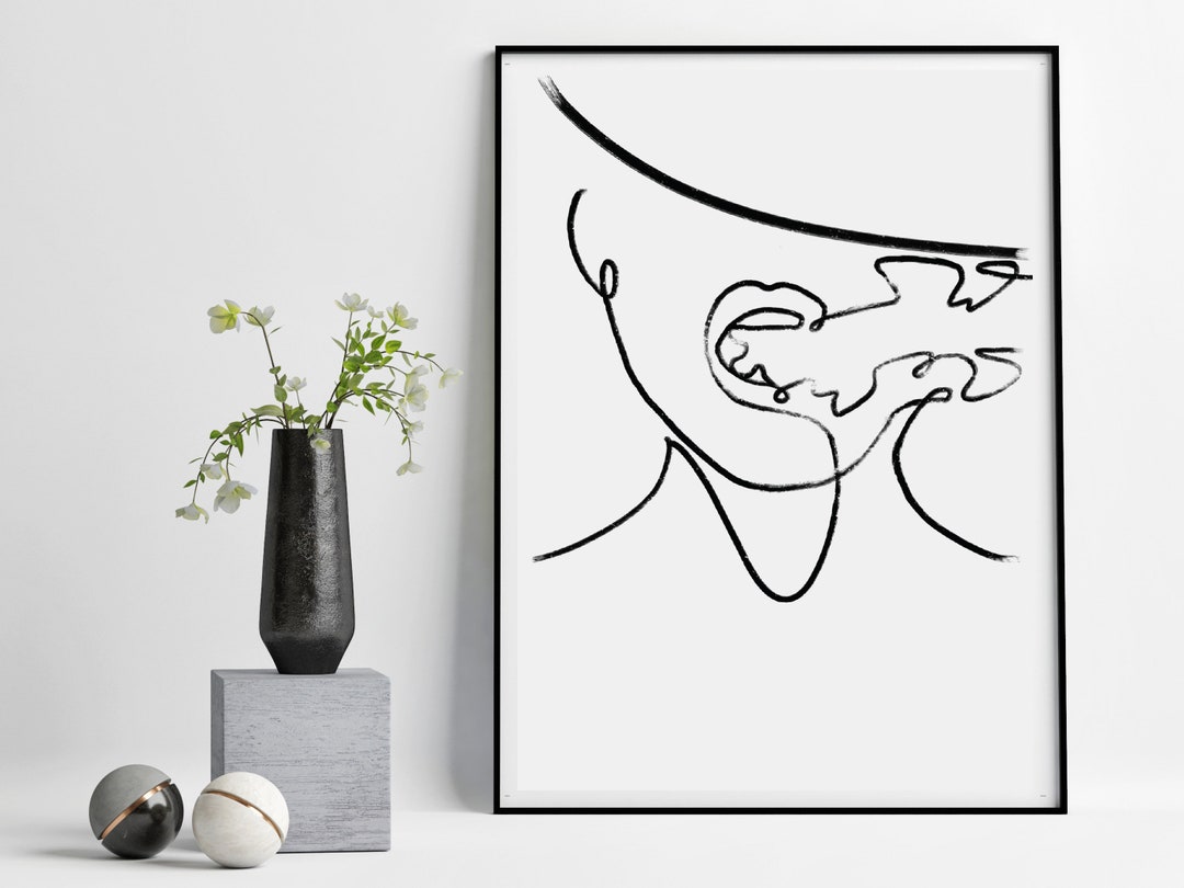 Anonymous Smoker, Line Art, Scandinavian Print, Tumblr Room Decor ...