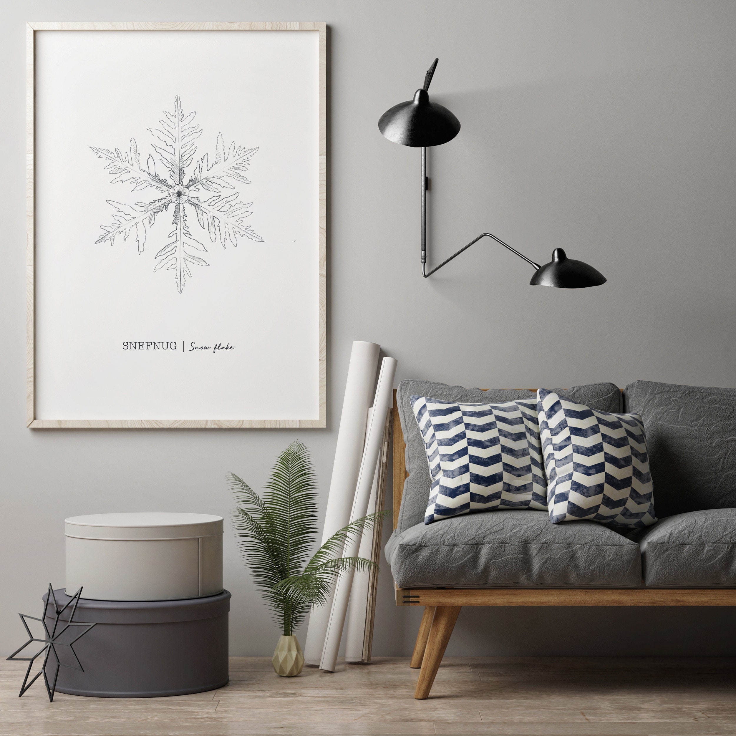 Snowflake Poster Christmas Poster Snowflake Art Holiday - Etsy