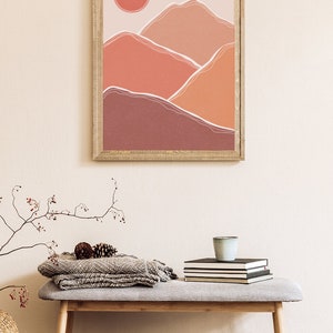 Daytime Glow, Scandi Poster, Terracotta Wall Art, Landscape Poster ...