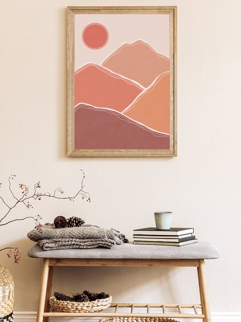 Daytime Glow, Scandi Poster, Terracotta Wall Art, Landscape Poster ...