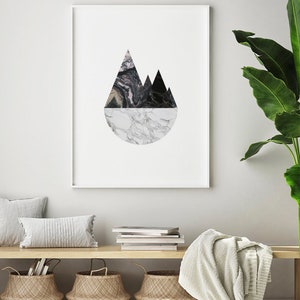 Marble Mountains Poster, Marble Wall Decor, Abstract Artwork ...