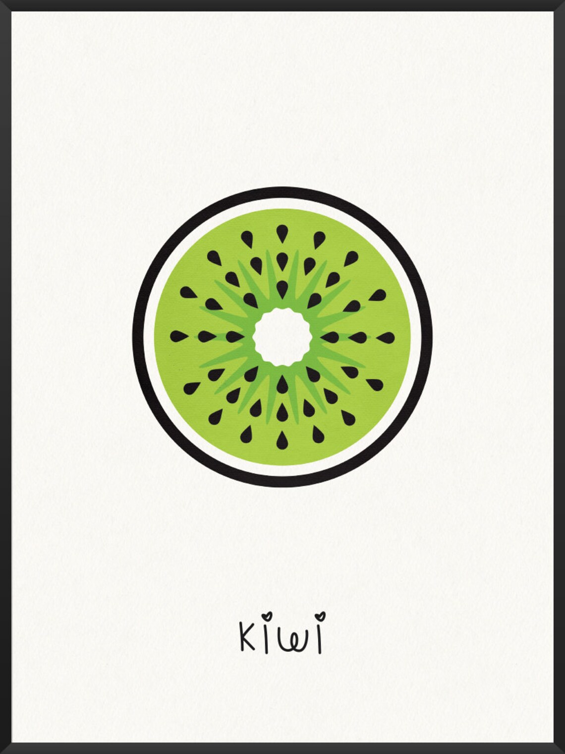 Kiwi Print Fruit Poster Green Poster Illustration Poster - Etsy