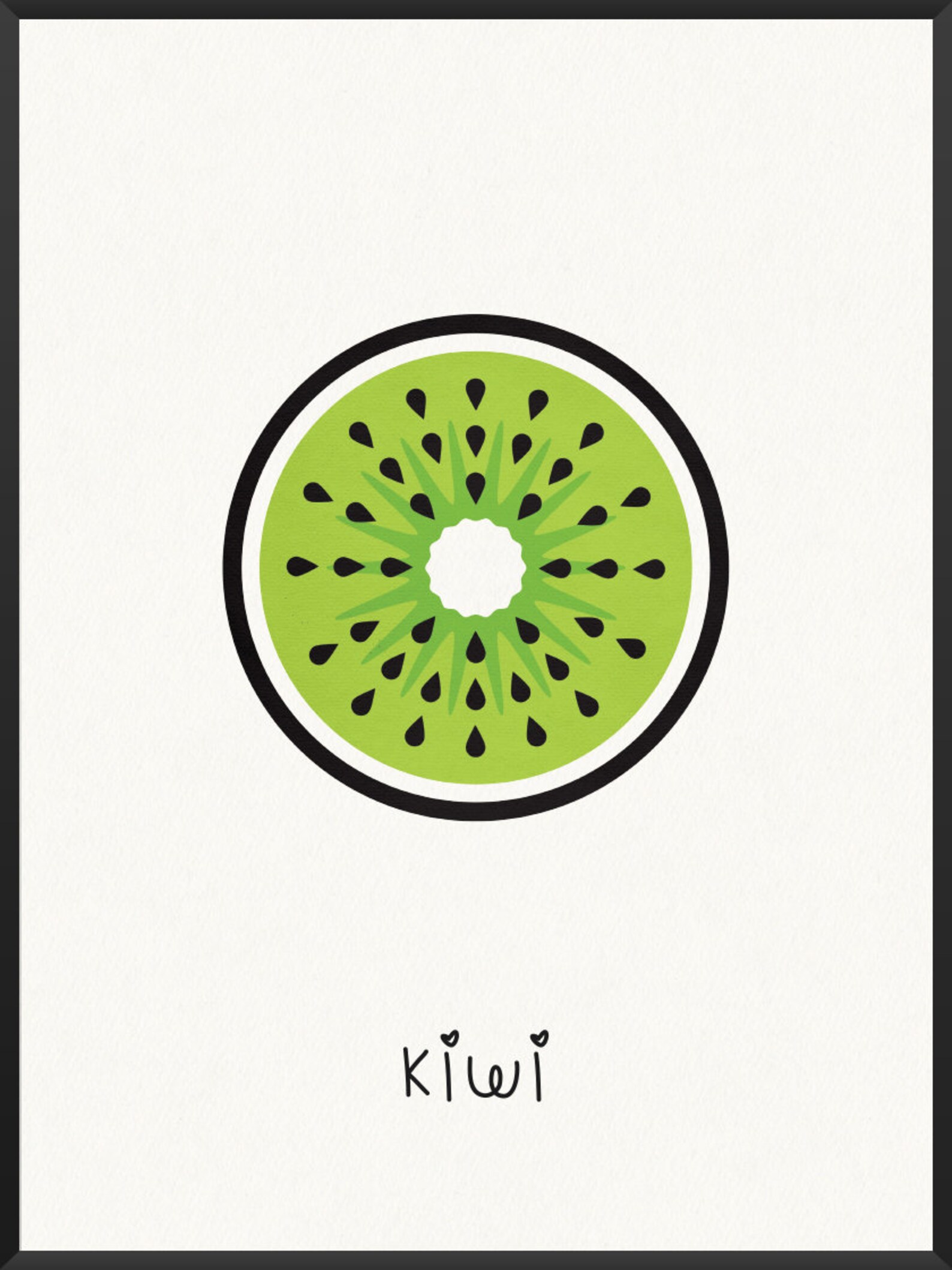 Kiwi Print Fruit Poster Green Poster Illustration Poster - Etsy