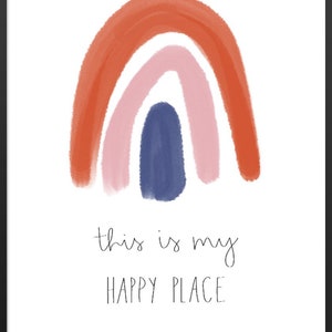 Happy Place Poster, Rainbow Art, Minimalist Rainbow, Rainbow ...
