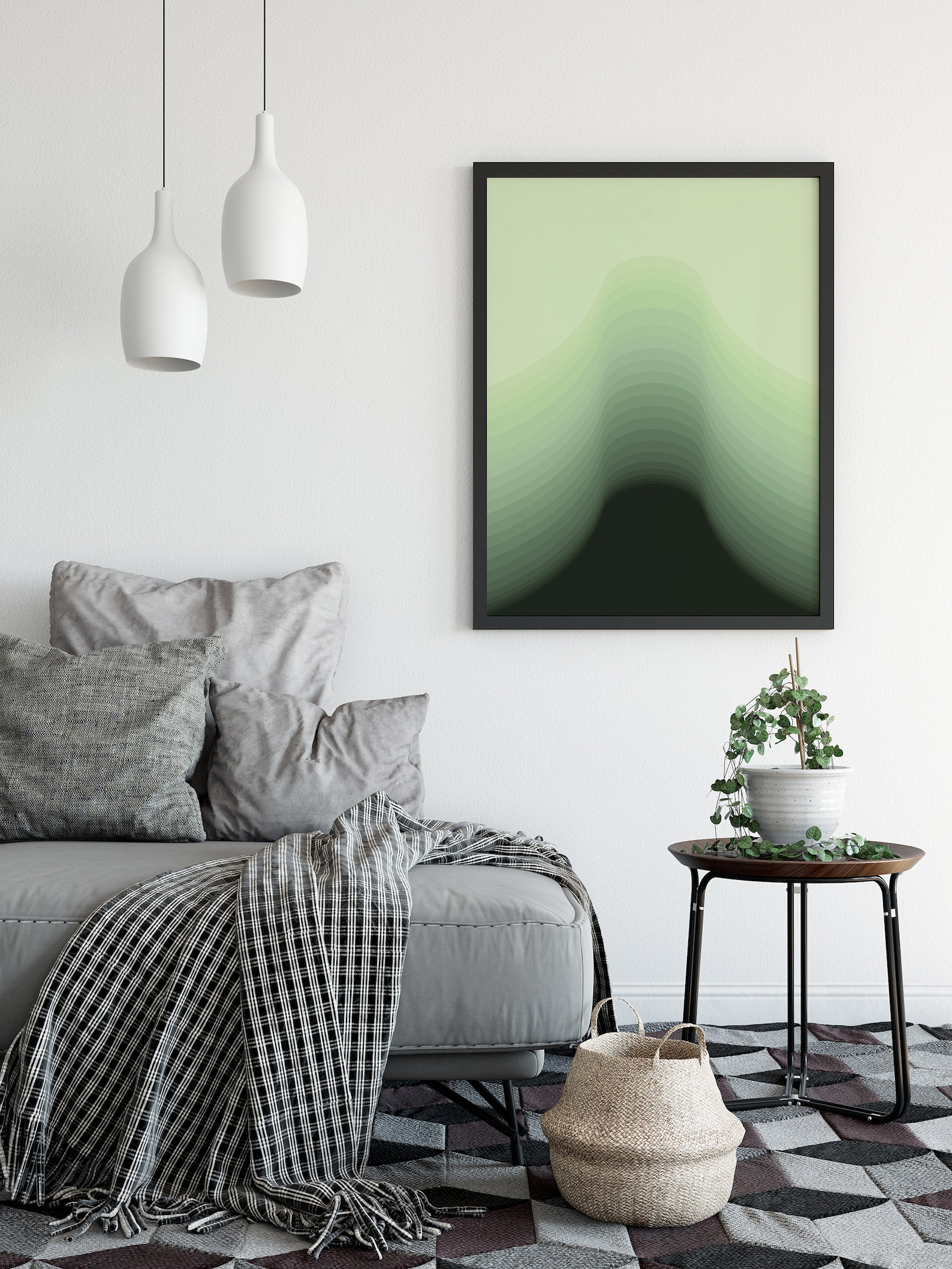 Green Lines Poster Abstract Poster Scandinavian Print | Etsy