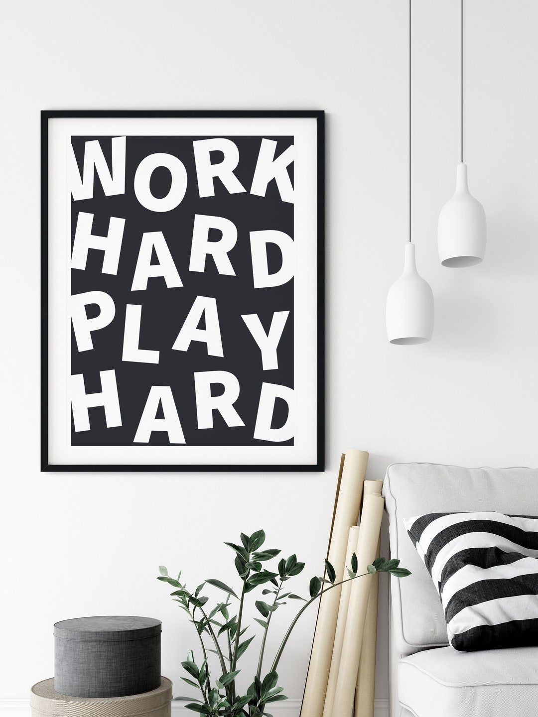 Work Hard Play Hard Poster | Inspirational Print | Motivational Quote ...