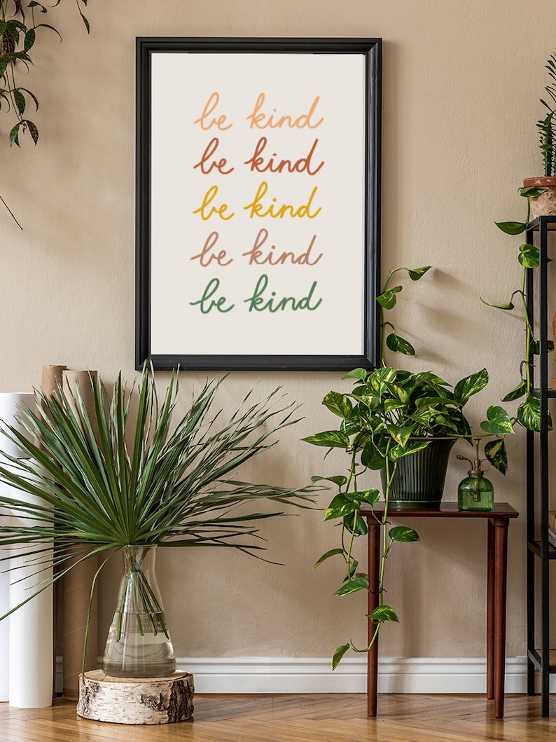 Be Kind Poster Typography Print Quote Poster Inspirational - Etsy