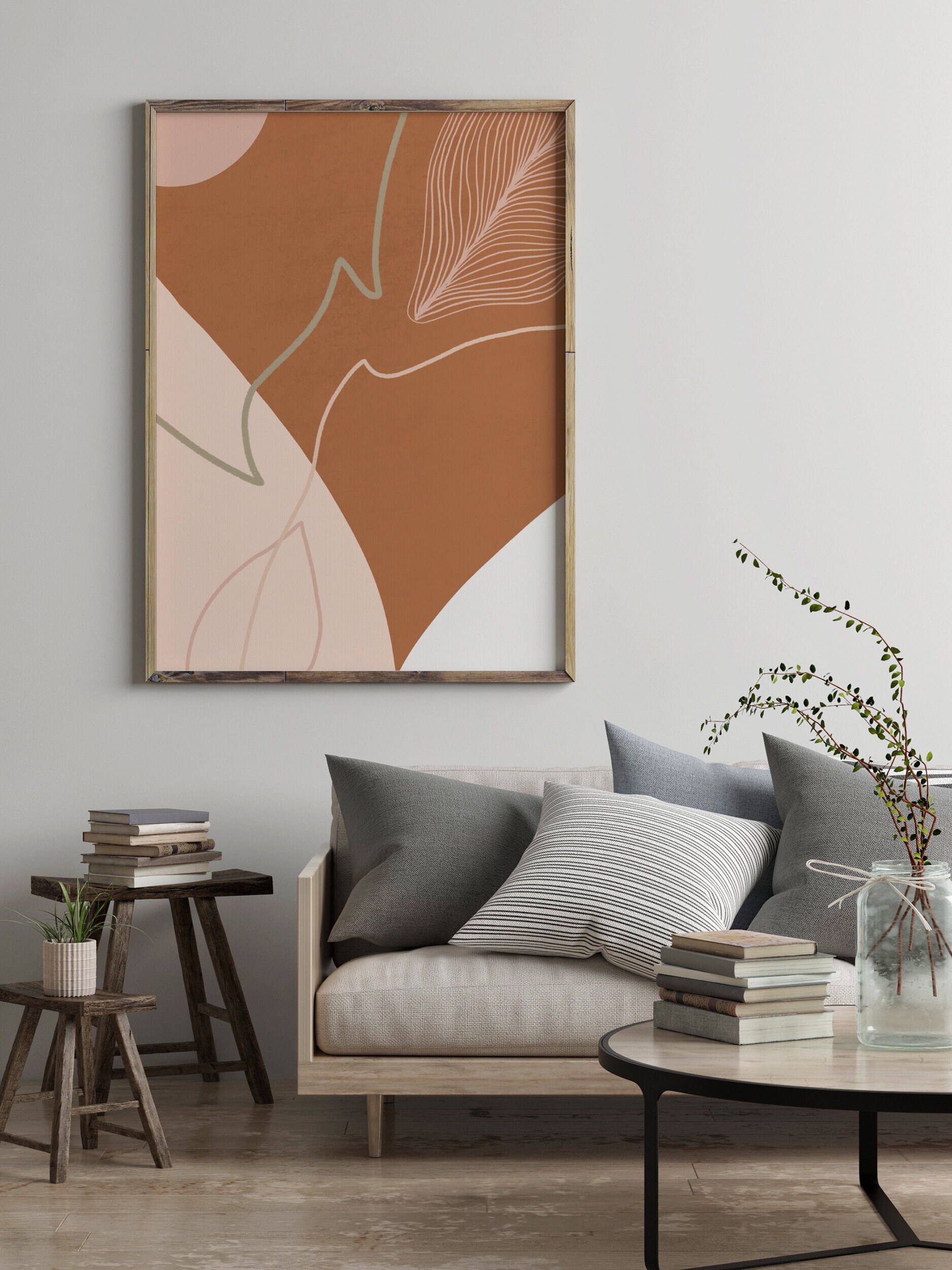 Fall Shapes Poster, Burnt Orange Poster, Abstract Poster, Scandinavian ...