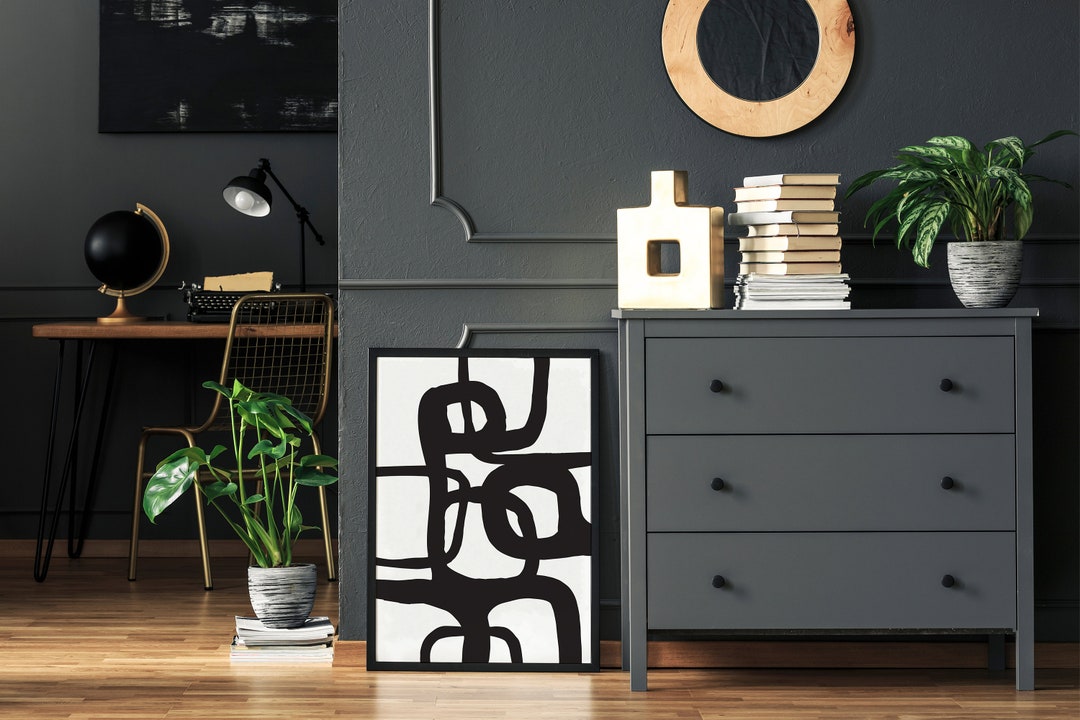 Abstract Black Poster, Black White Print, Modern Wall Decor, Black ...