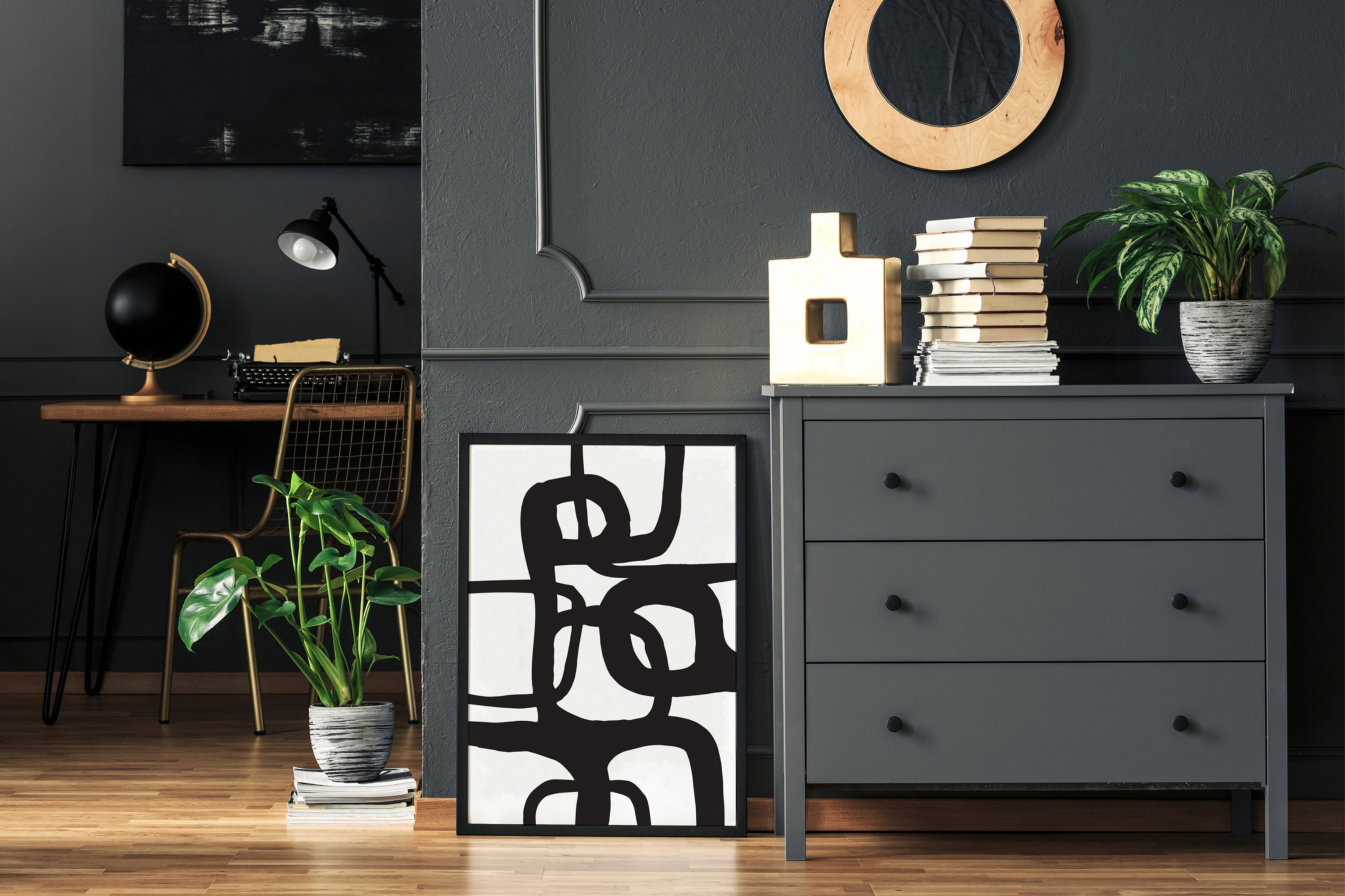 Abstract Black Poster Black White Print Modern Wall Decor | Etsy