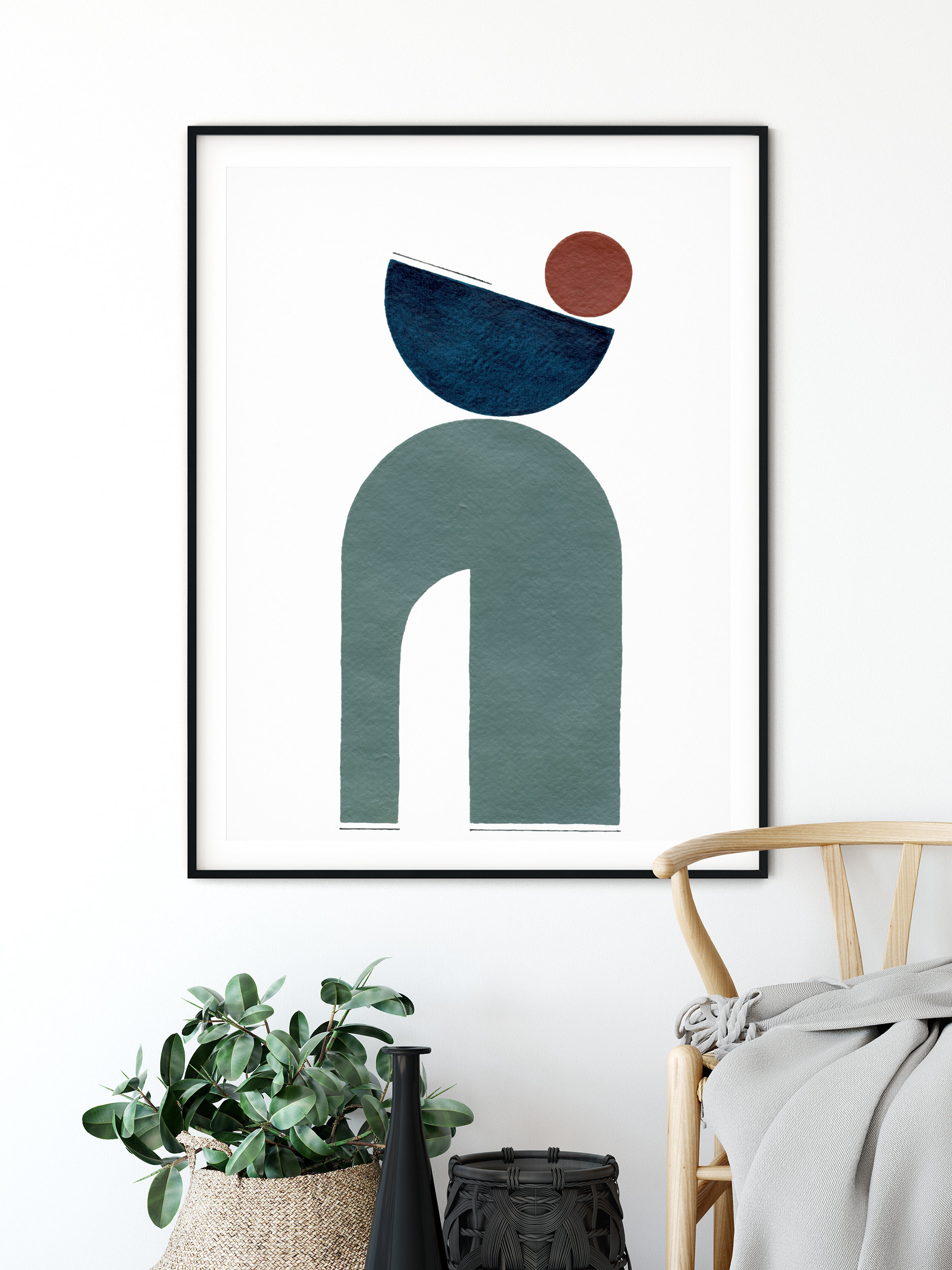 Geometric Poster Teal Geometric Art Scandi Poster Teal Wall | Etsy