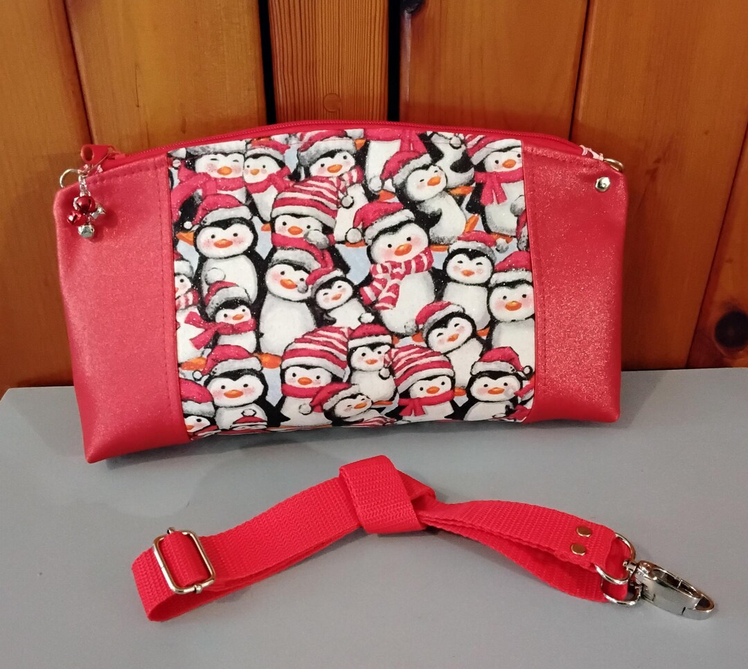 Cross Body/shoulder Purse/holidays/christmas/penguins/peppermint Candy ...