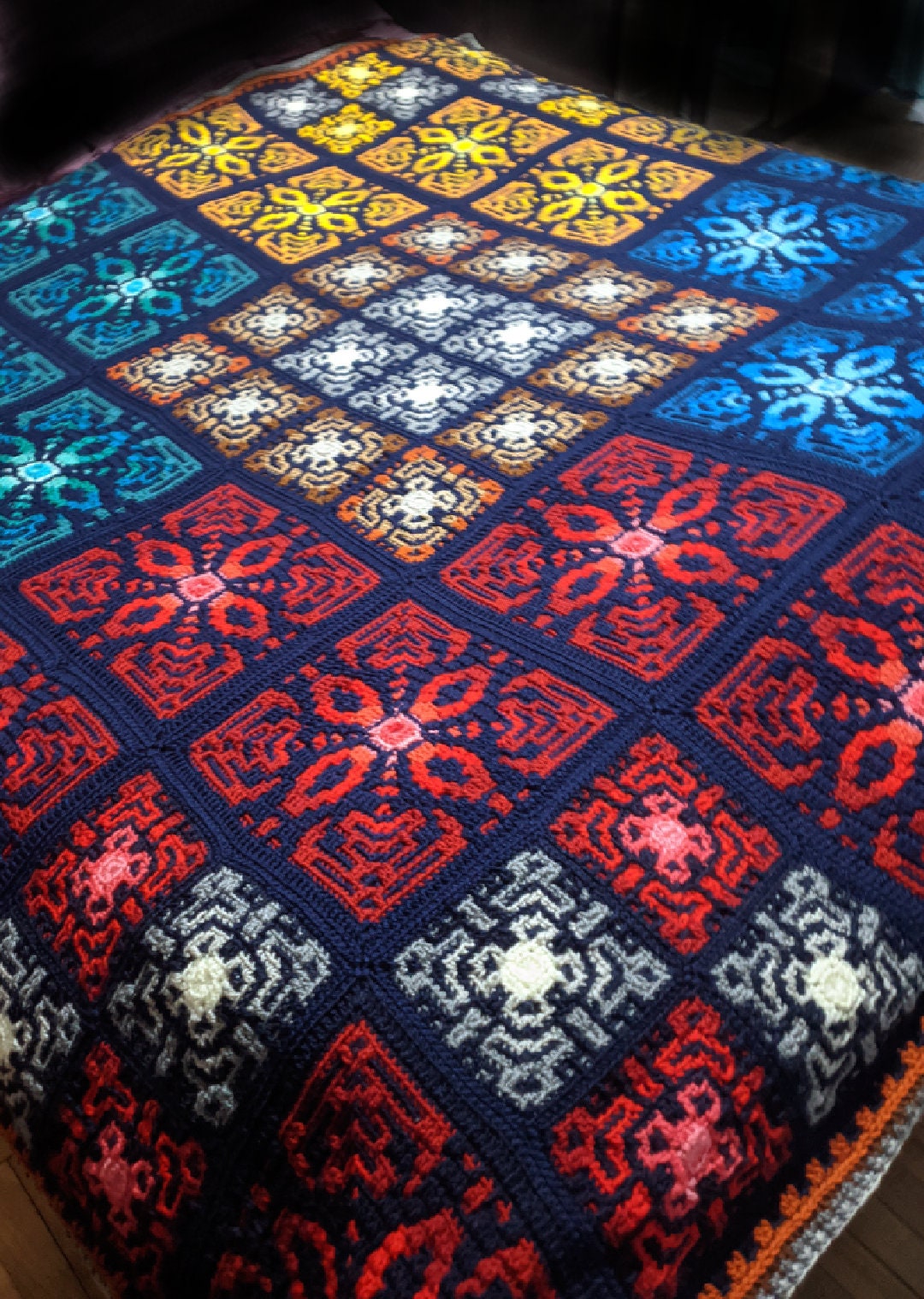 Tibet Tiles Handmade Mosaic Blanket, Unique Handmade Mosaic Blanket ...