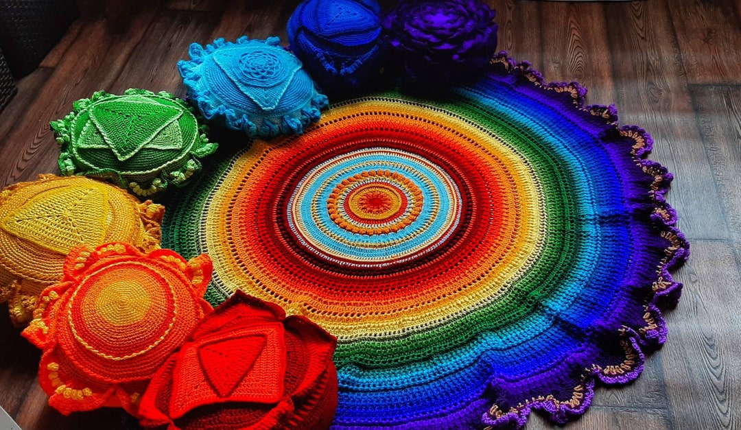 Chakra Harmony Crochet Set: Blanket and Pillow Covers - Etsy