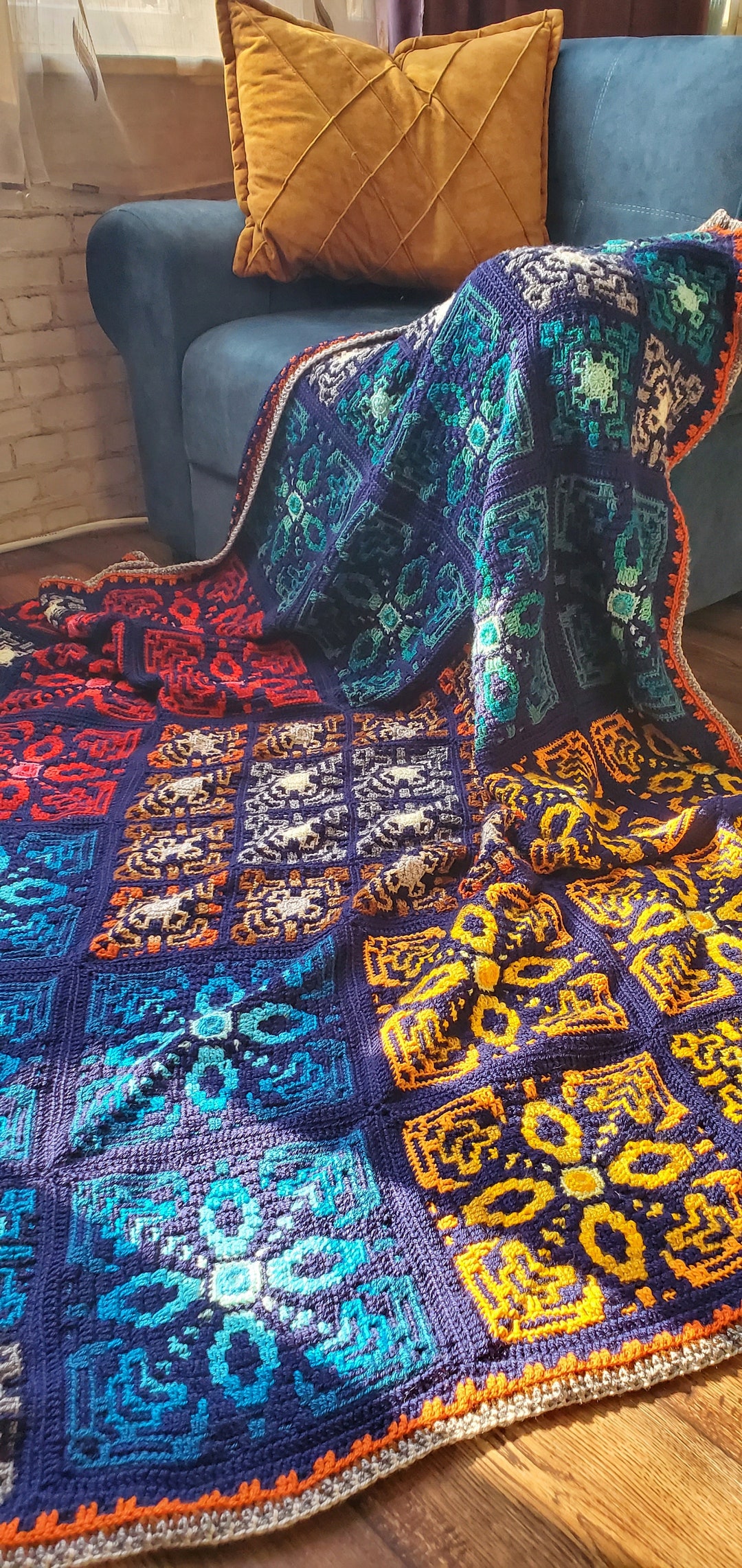 Tibet Tiles Handmade Mosaic Blanket, Unique Handmade Mosaic Blanket ...