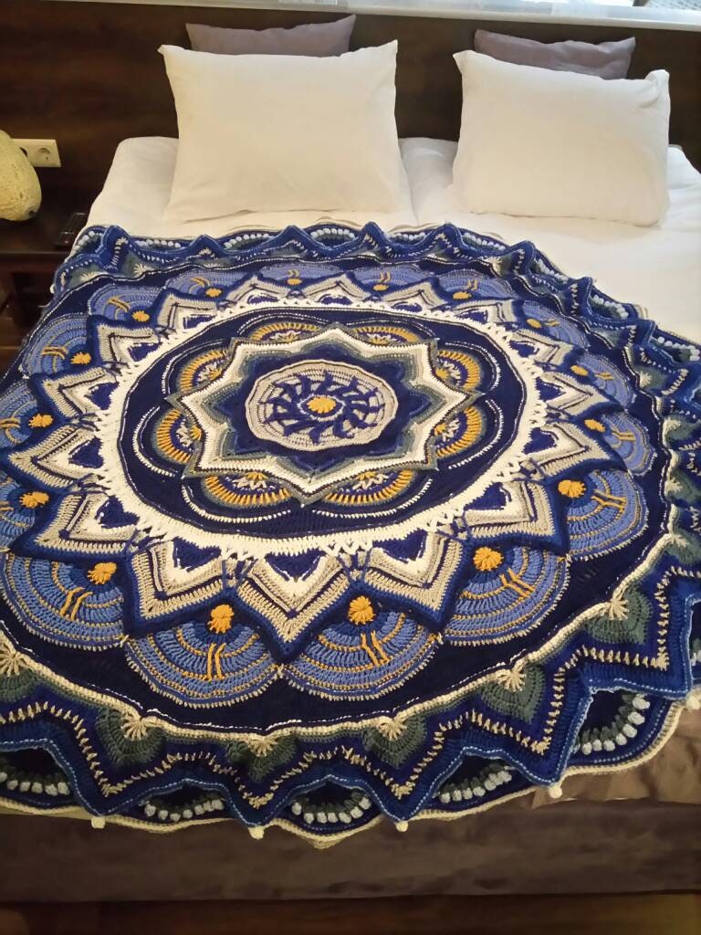 Mandala Afgansuna Mandara Blue Mandala Crochet Blanket - Etsy