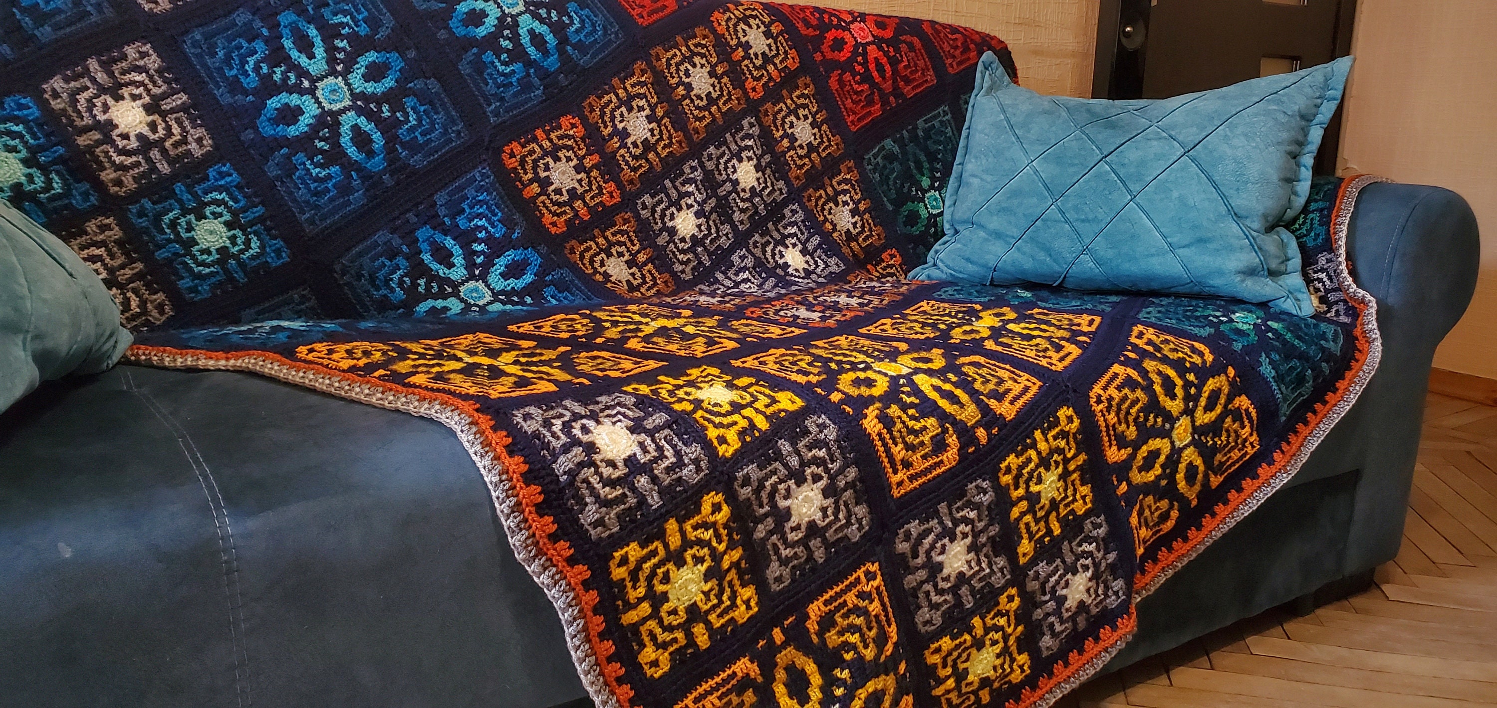 Tibet Tiles Handmade Mosaic Blanket, Unique Handmade Mosaic Blanket ...