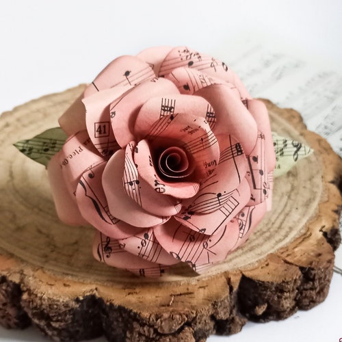Music Paper Rose Vintage Pink Sheet Musician Bouquet - Etsy