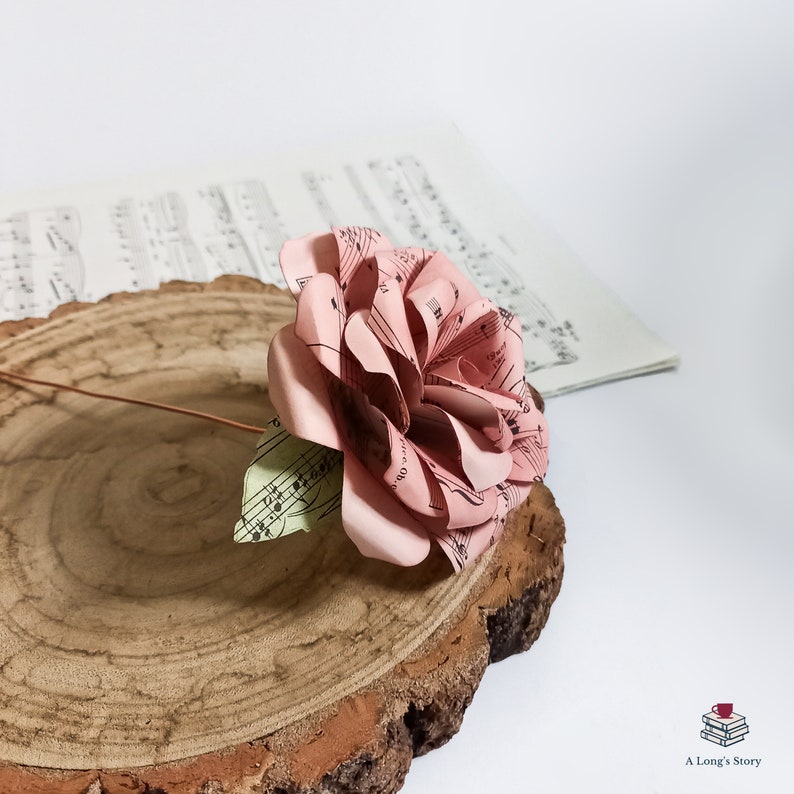 Music Paper Rose Vintage Pink Sheet Musician Bouquet | Etsy