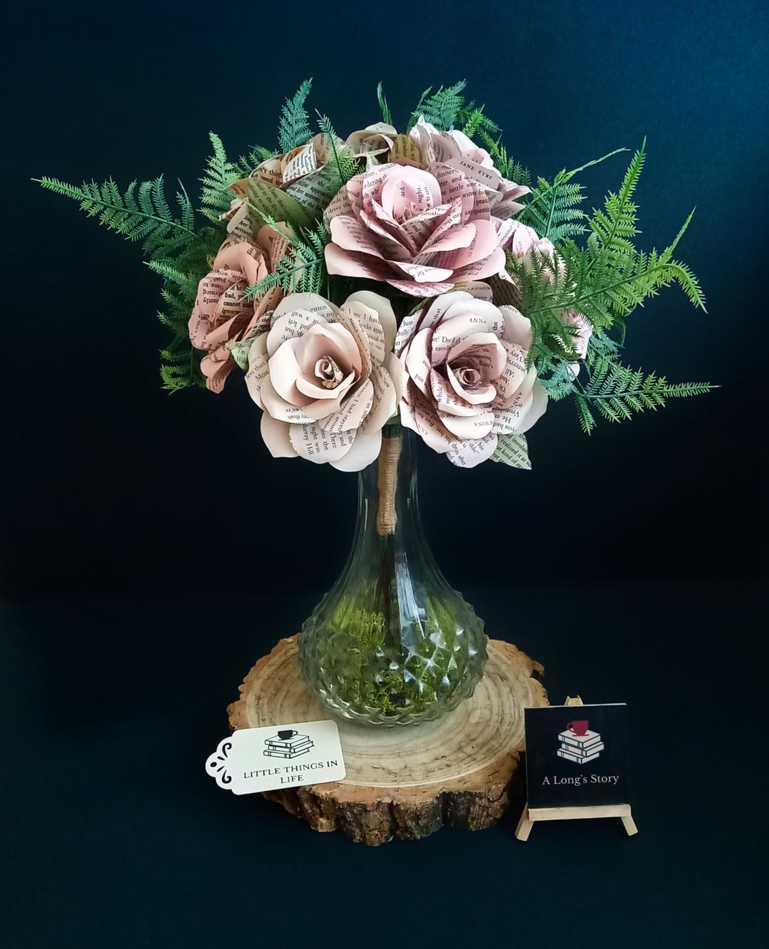 Pink Book Page Roses | Bouquet | Classic Literature | Wedding | Gift ...