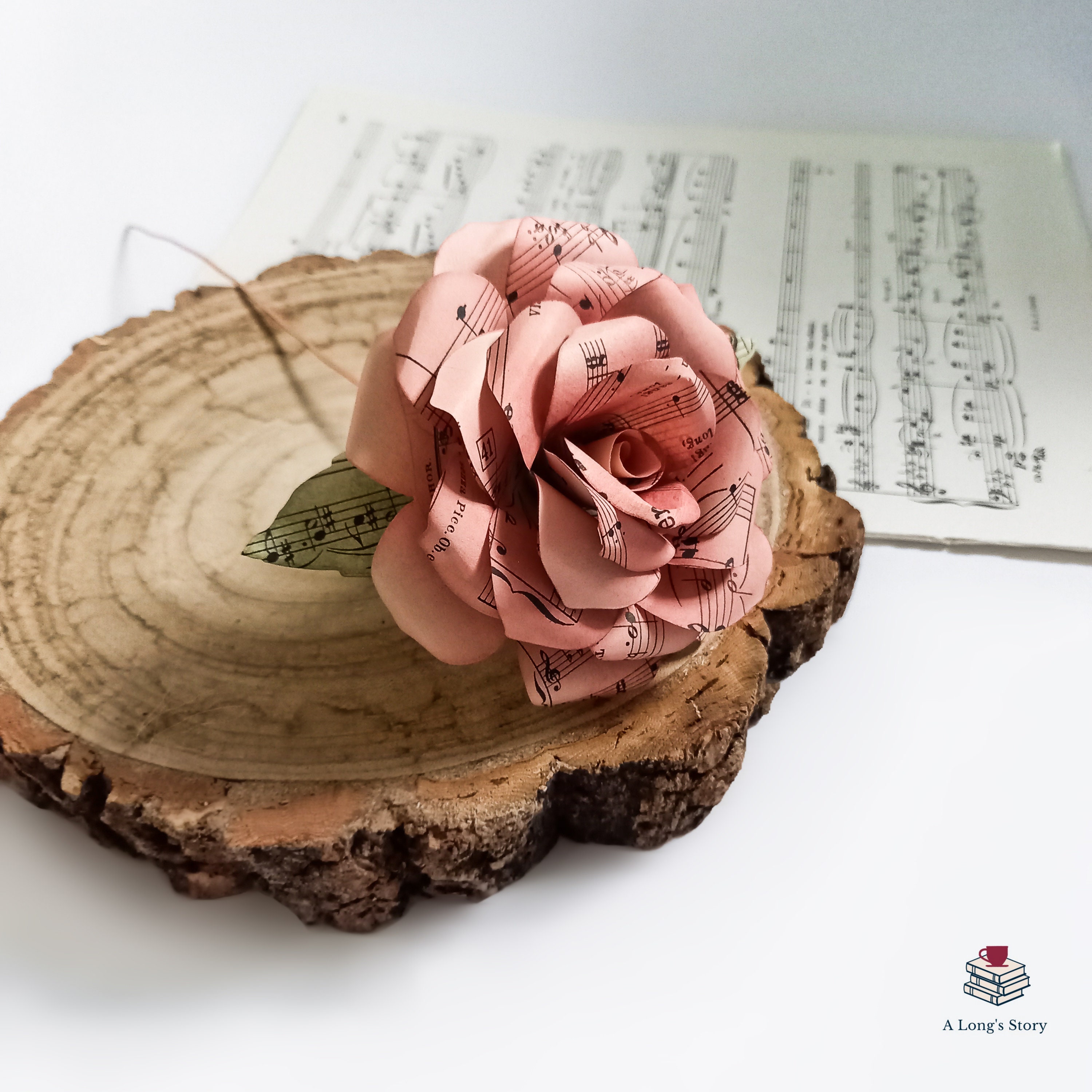 Music Paper Rose Vintage Pink Sheet Musician Bouquet | Etsy