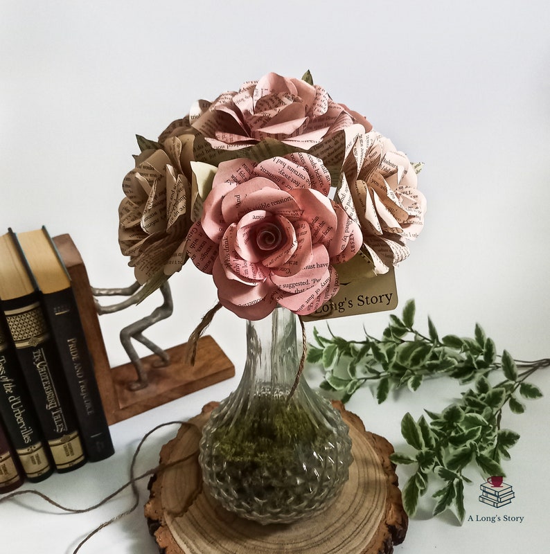 Pink Book Paper Roses Book Page Classic Literature - Etsy