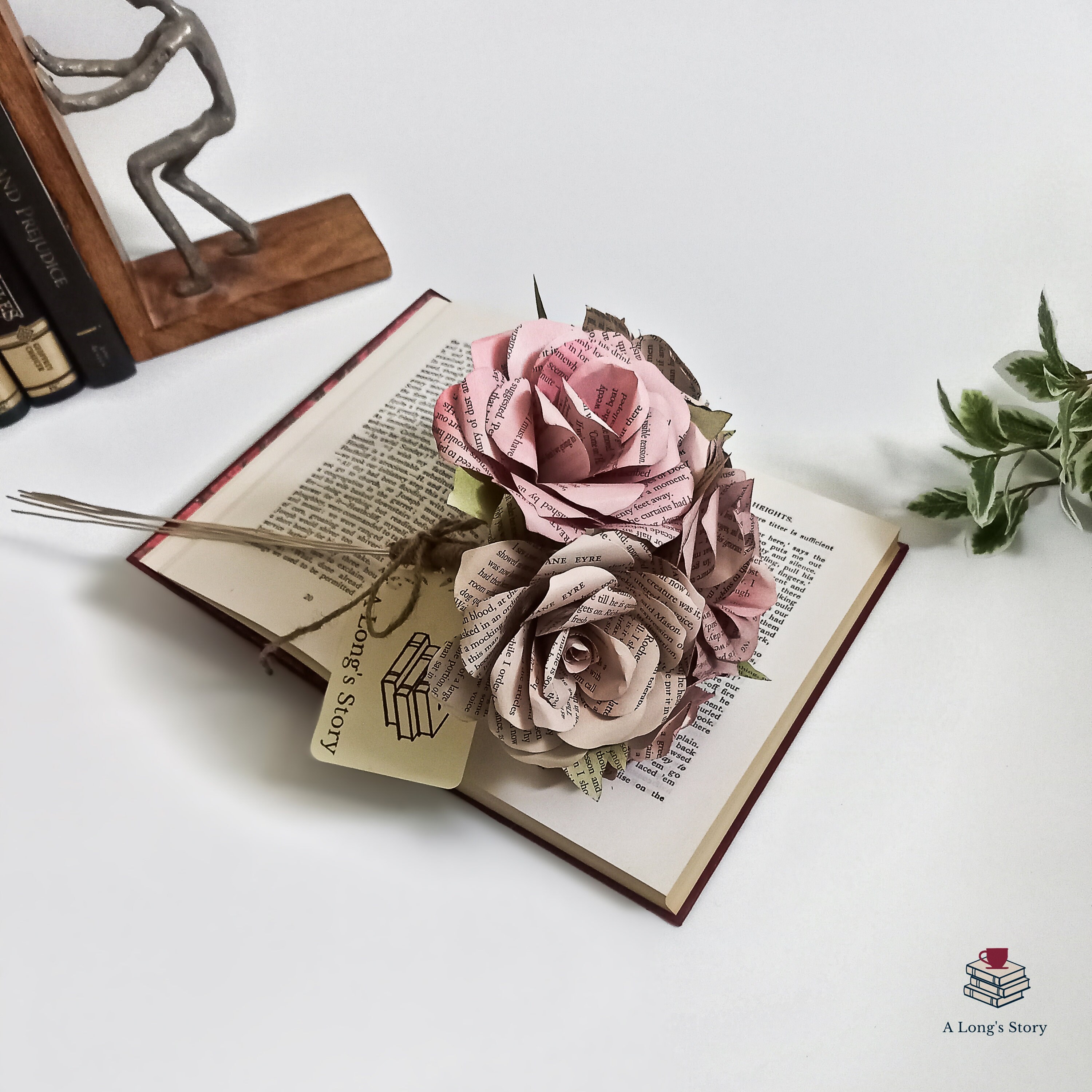 Pink Book Paper Roses Book Page Classic Literature | Etsy