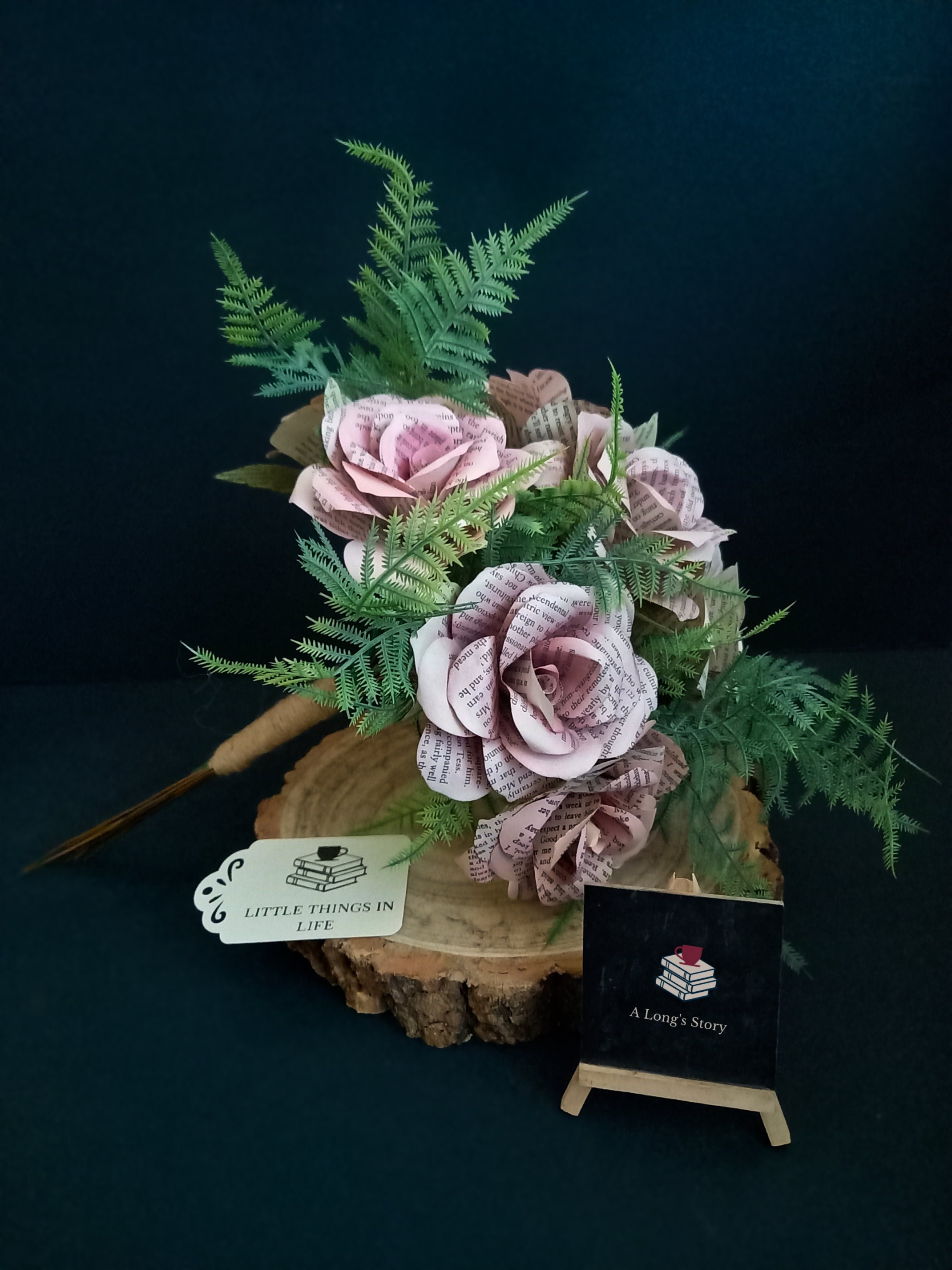 Pink Book Page Roses Bouquet Classic Literature Wedding | Etsy