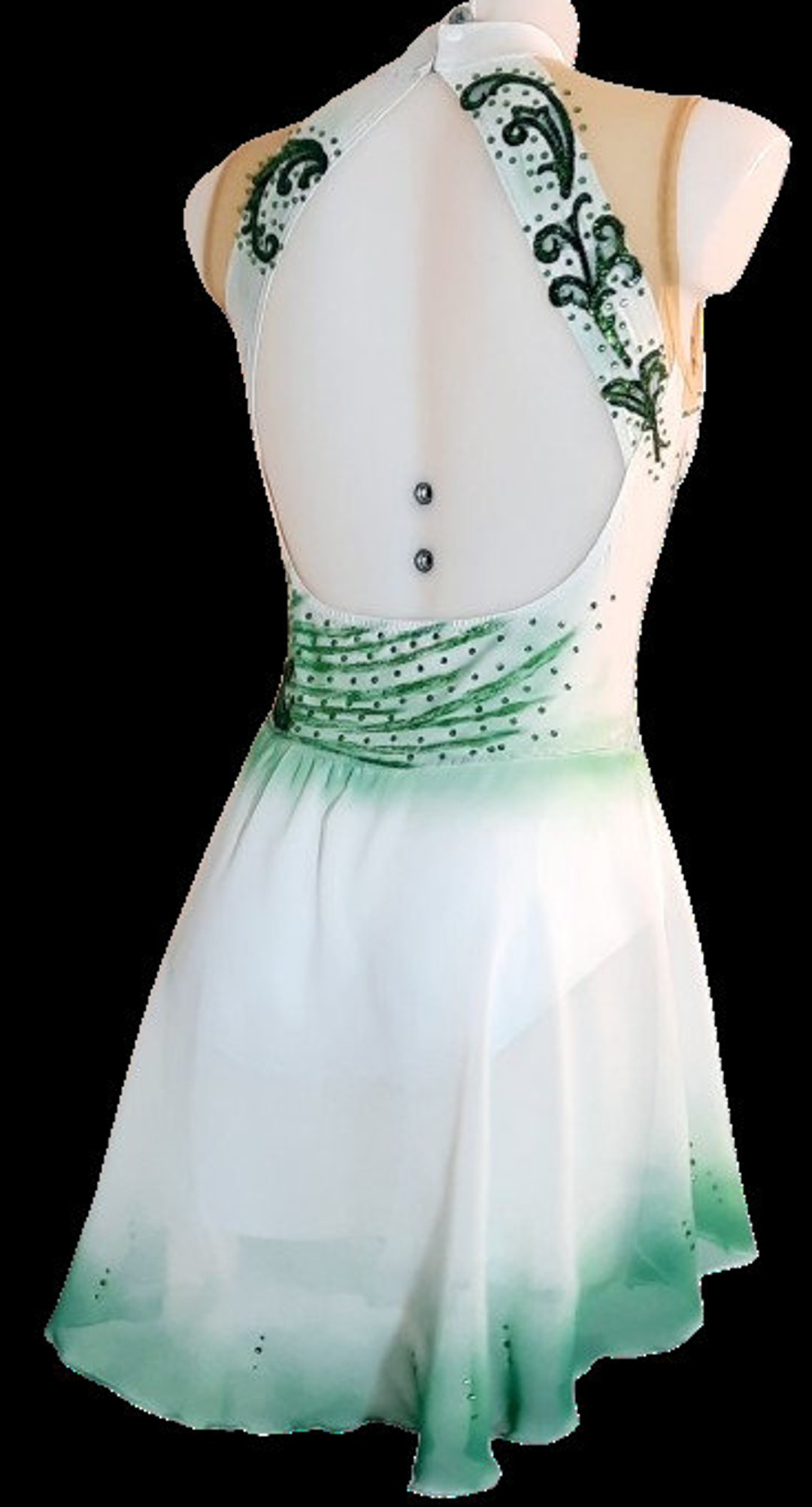 Figure Skating Dress White and Green.ready to Ship. Size 38 Chest31.5-35.580-90 Cm Hip33.53785 ...