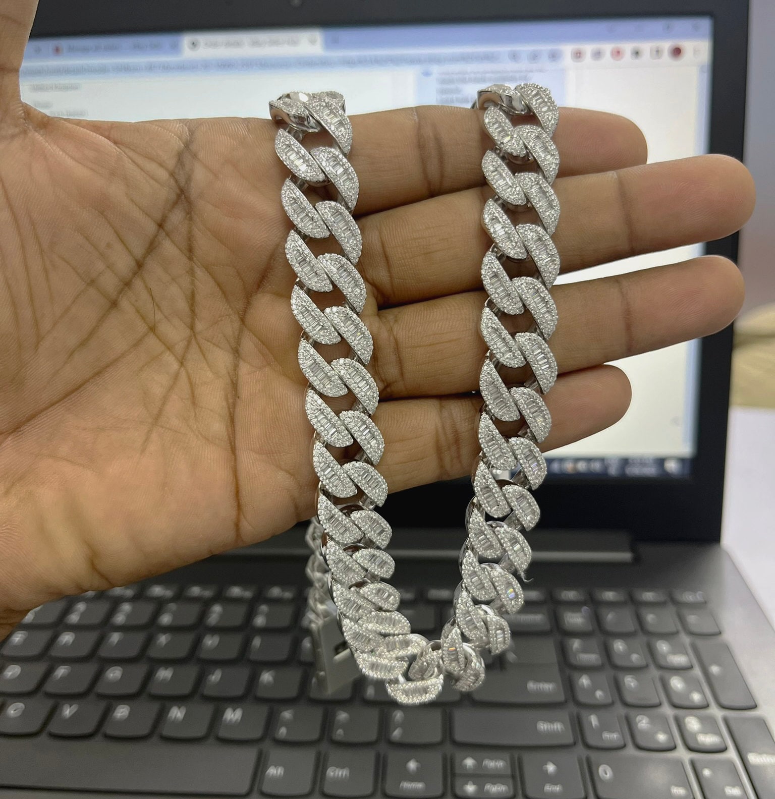 Men's Miami Cuban Link With Bugatti Moissanite Diamond Chain Necklace ...