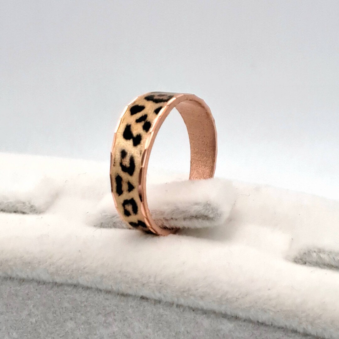 Leopard Print Thin Copper Ring, Leopard Print Lovers Ring, Leopard ...