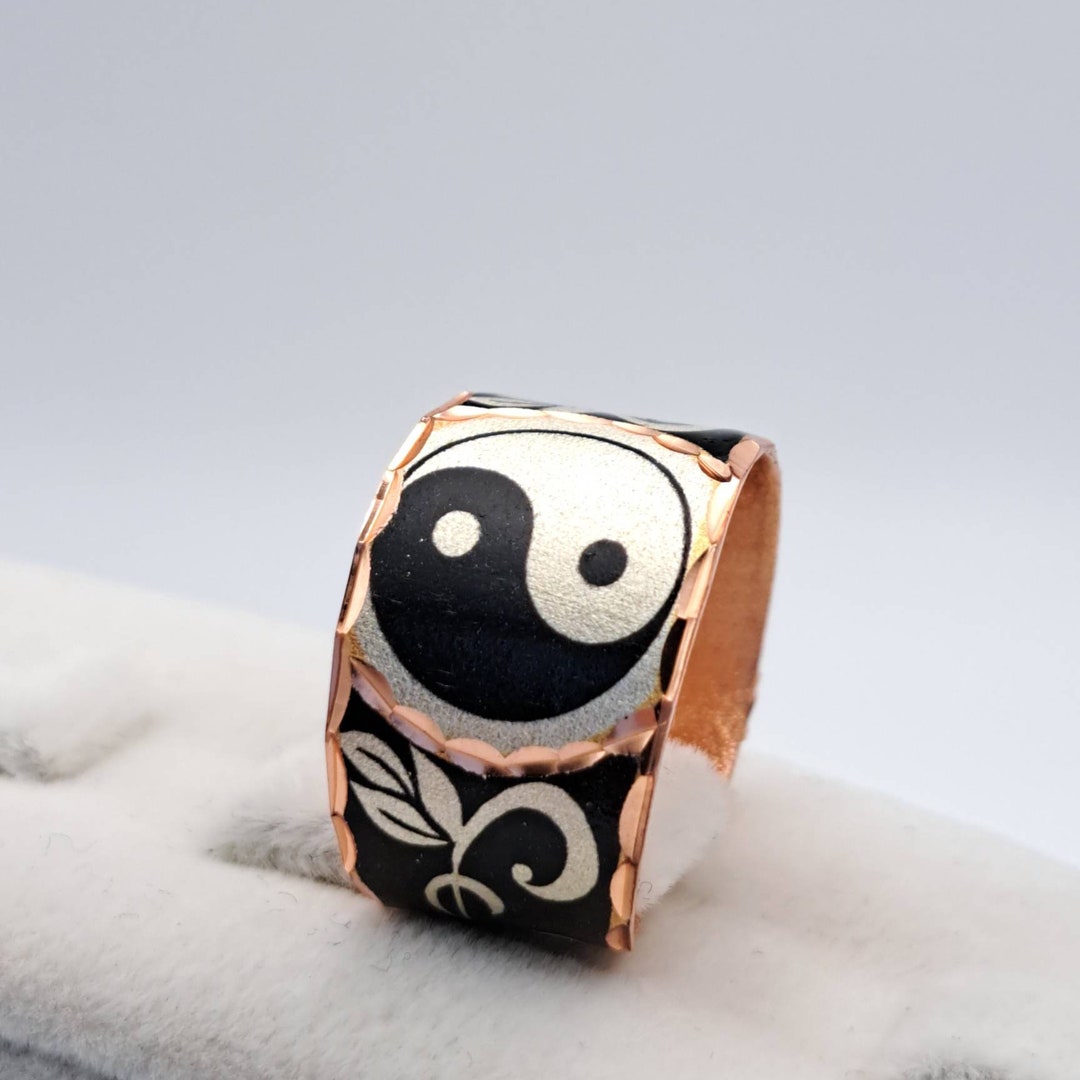 Yin Yang Copper Ring: Adjustable Tai Chi Symbol Jewelry - Etsy