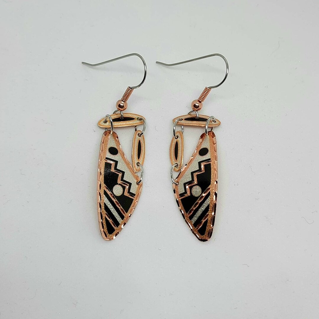 Geometric With Black and White Point Earring, Gift Earrings - Etsy