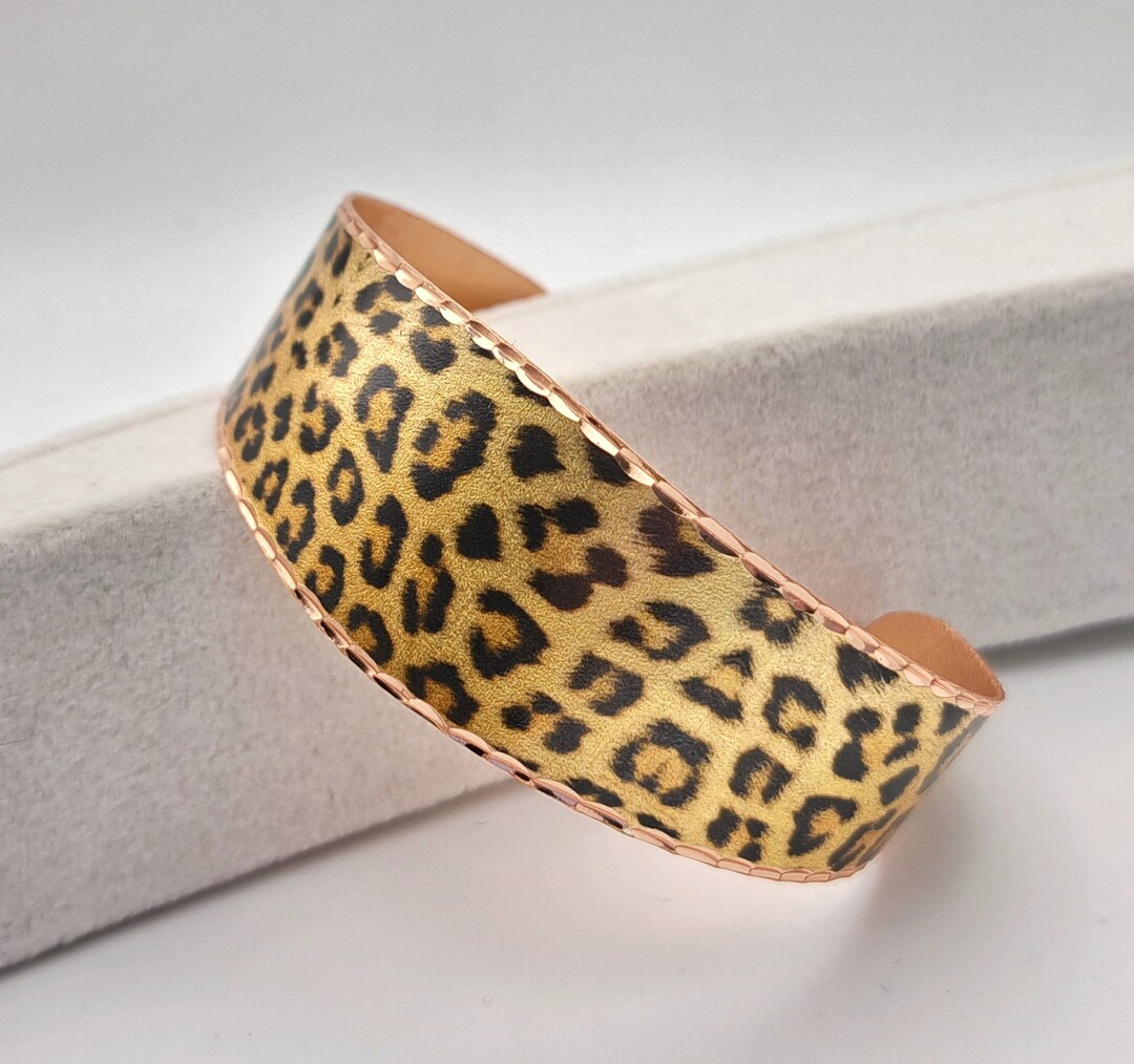 Leopard Print Copper Bracelet: Adjustable Animal Jewelry - Etsy