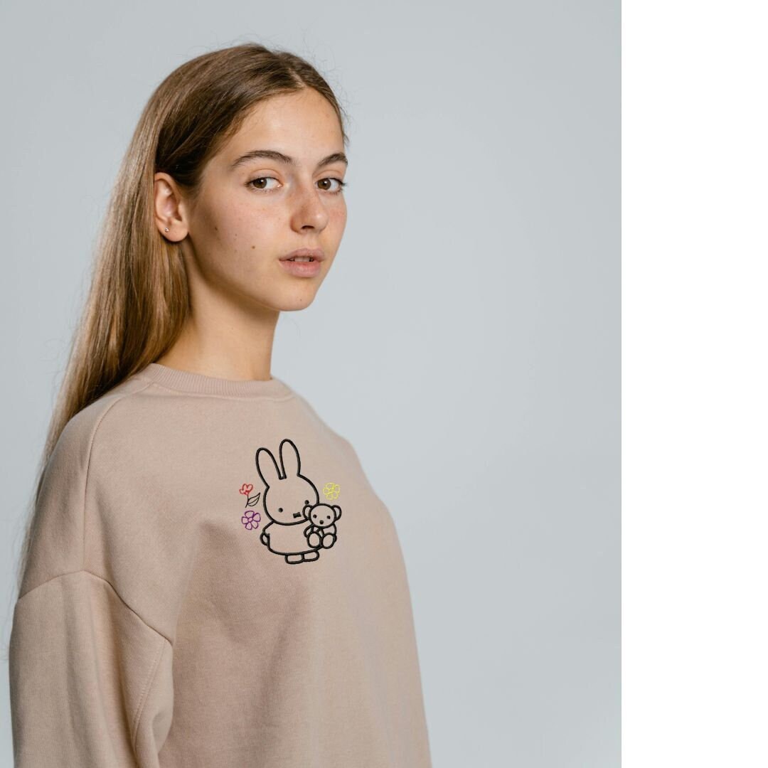 Embroidered Cute Miffy Bear With Flower Sweatshirt | Flower With Miffy ...