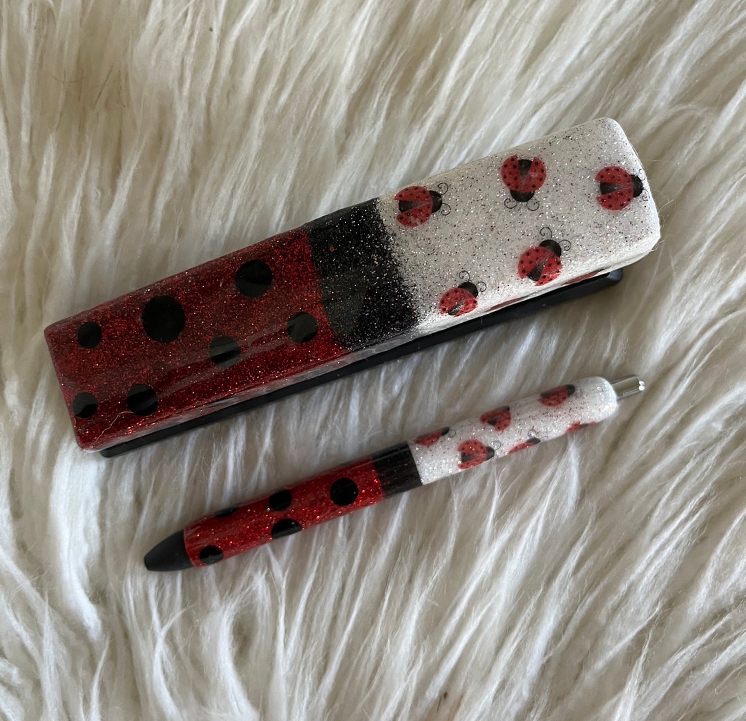 Ladybug Glitter Pen and Stapler Set, Custom Office Desk Decor - Etsy