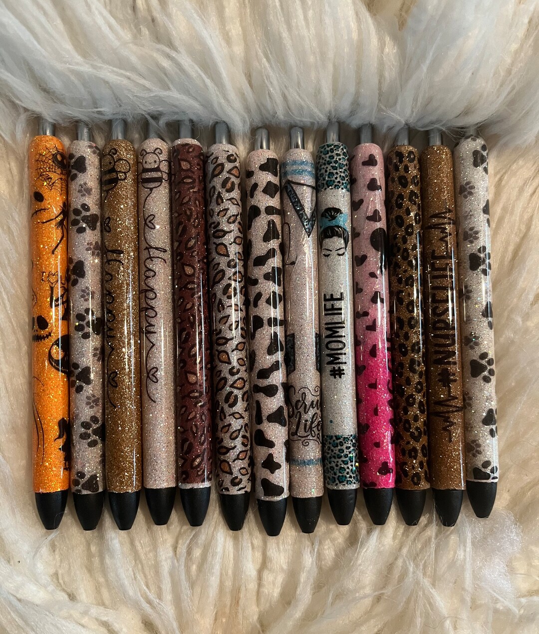 Glitter Gel Pen, Custom Glitter Pen, Nursing Pen, Animal Print Pens ...