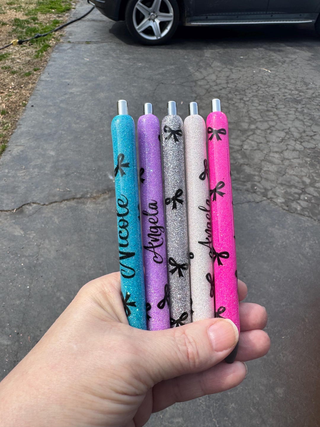 Personalized Bow Pen - Refillable Custom Glitter Pen - Bow - Gift ...