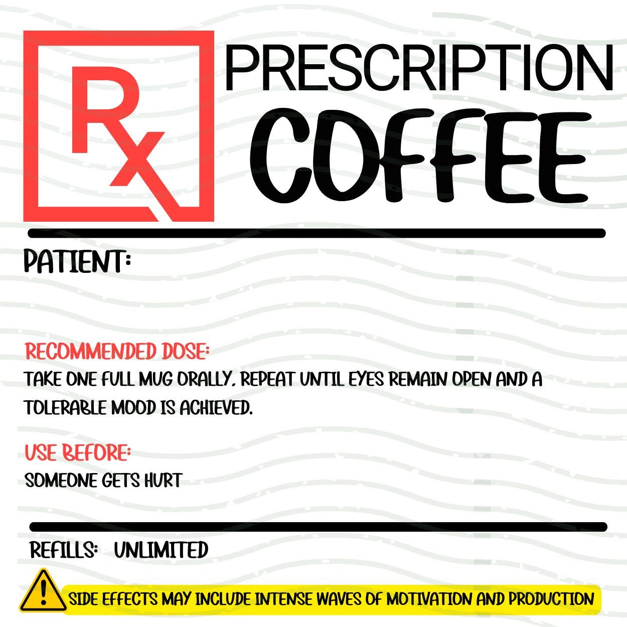 Prescription Coffee Label PNG, Rx Coffee Mug Design (digital Download ...