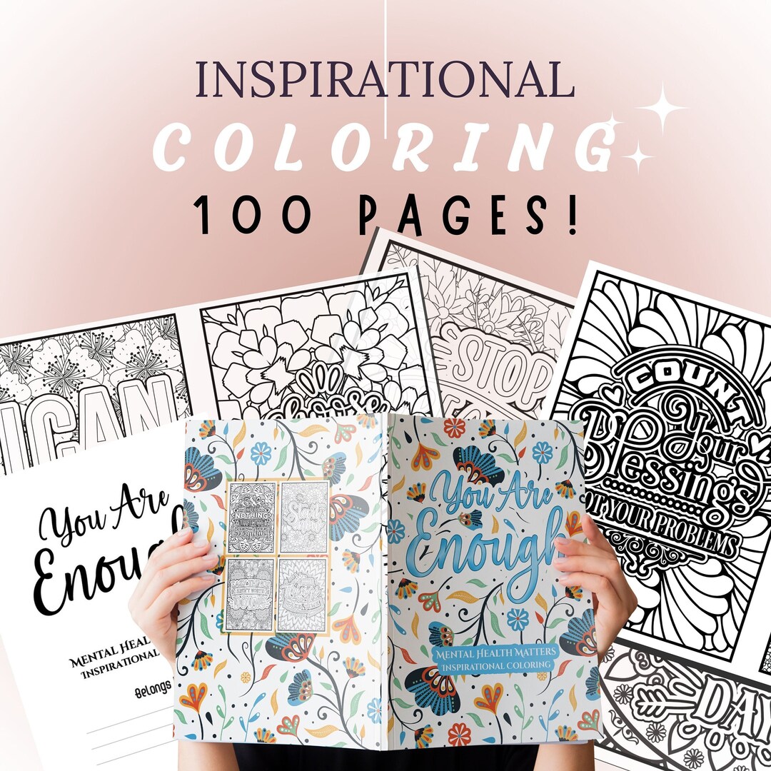 Coloring Book Pages Encouragement Quotes 20 Different Designs Adult ...