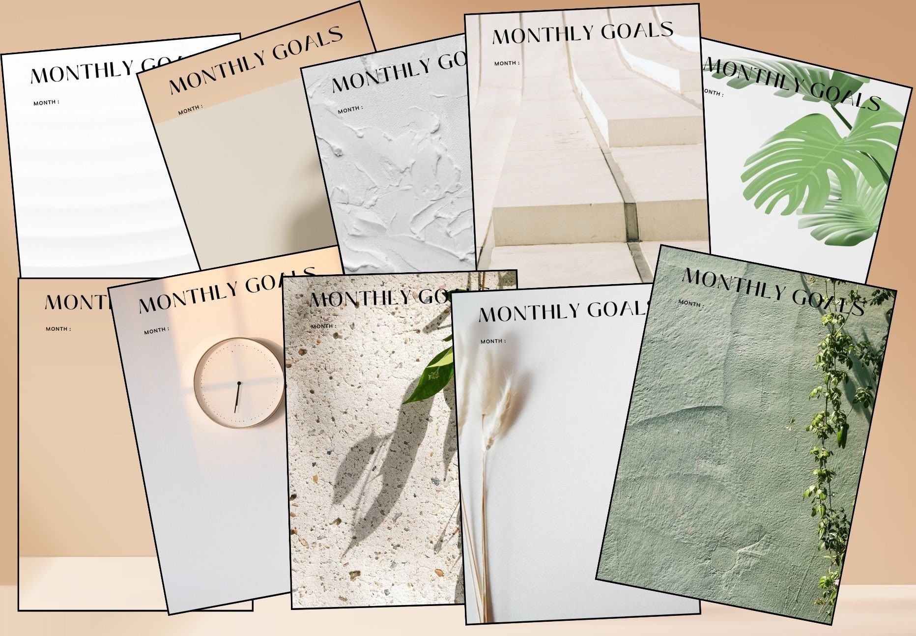 Monthly Goals Planner Pages Printable Aesthetic Minimalist 35 Pages for ...