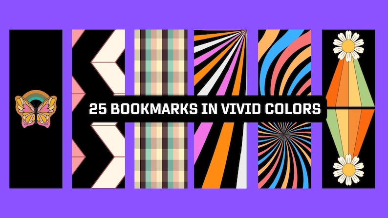 25 Printable Bookmarks Bundle Retro Summer Book Lover Gift Reading ...