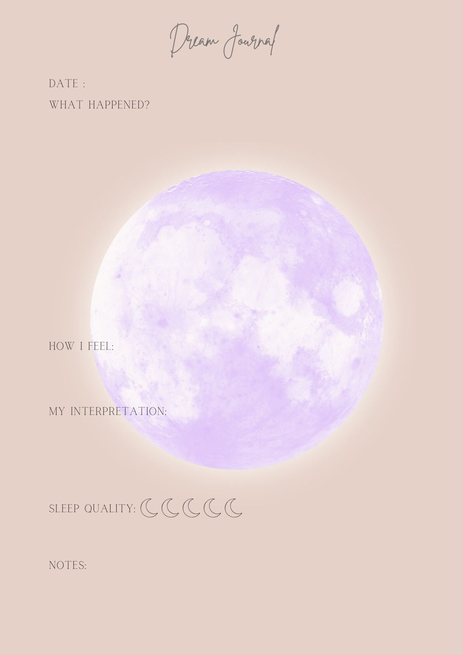 Dream Journal Page Inserts 14 Printable Pages for Your Planner and ...