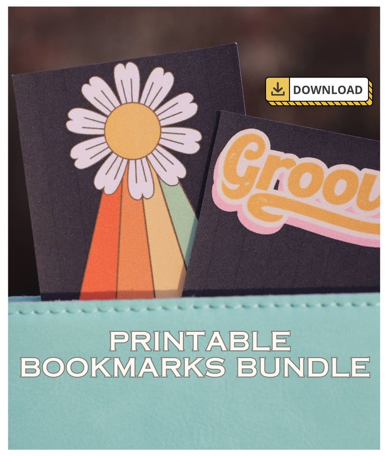 20+ Printable Bookmarks Bundle Retro Summer Book Lover Gift Reading ...