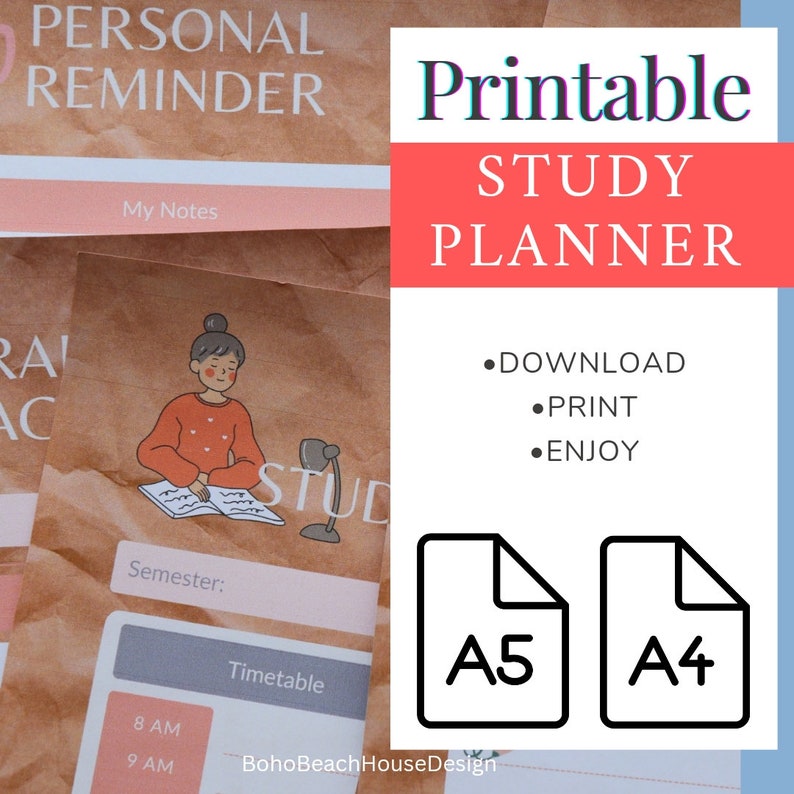 Study Planner Schedule Daily Study Planner Homework Tracker Schedule ...