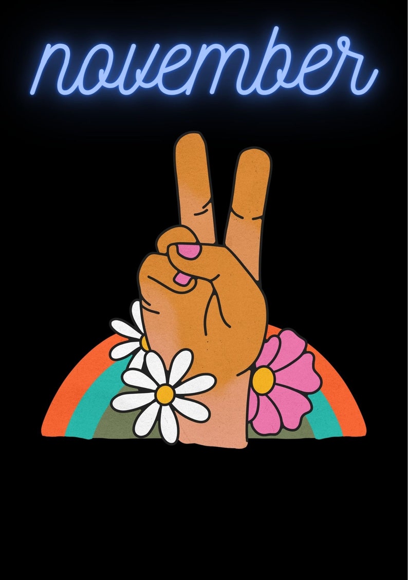 Monthly Planner Dividers - 12 Pages for Printing, Hippie and Groovy ...