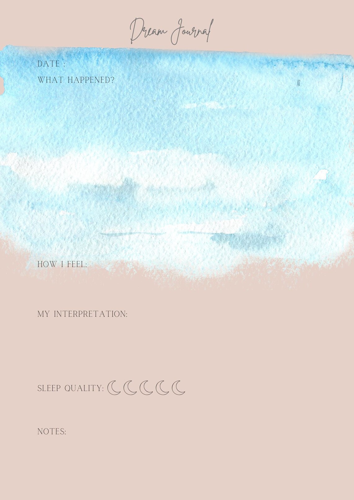 Dream Journal Page Inserts 14 Printable Pages for Your Planner and ...