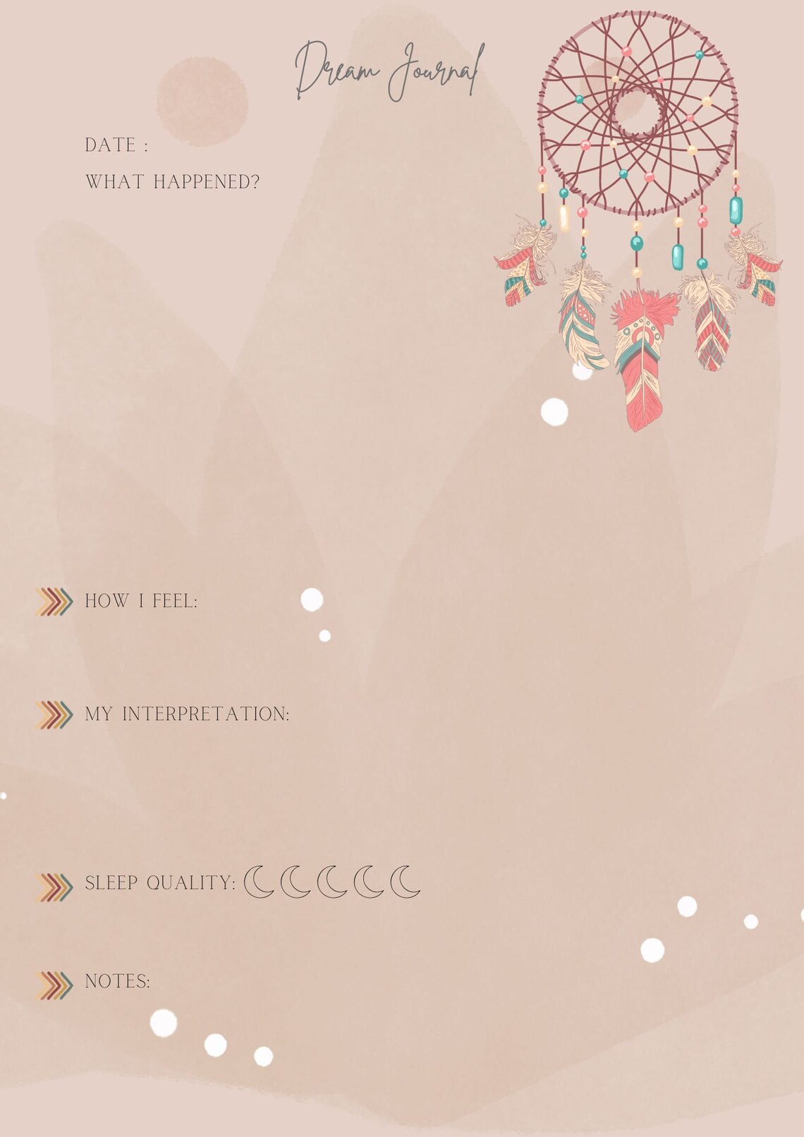 Dream Journal Pages for Your Planner and Journal 14 Aesthetic Bohemian ...